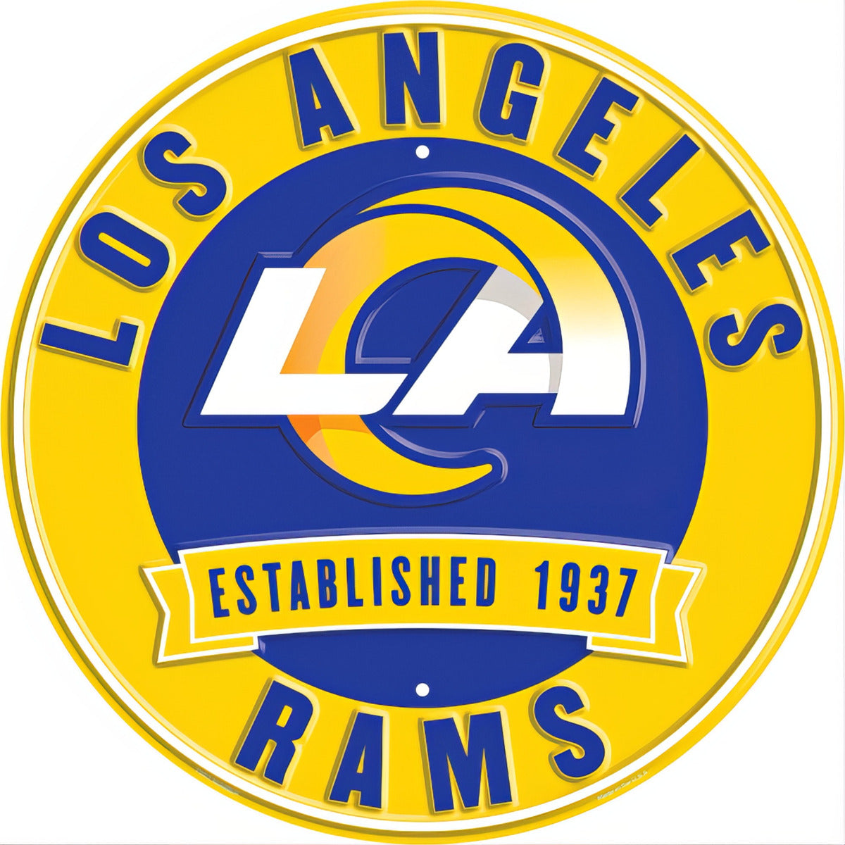 Letrero Nfl Metálico Circular Fecha Est. Los Angeles Rams | NERIAS DEPORTES