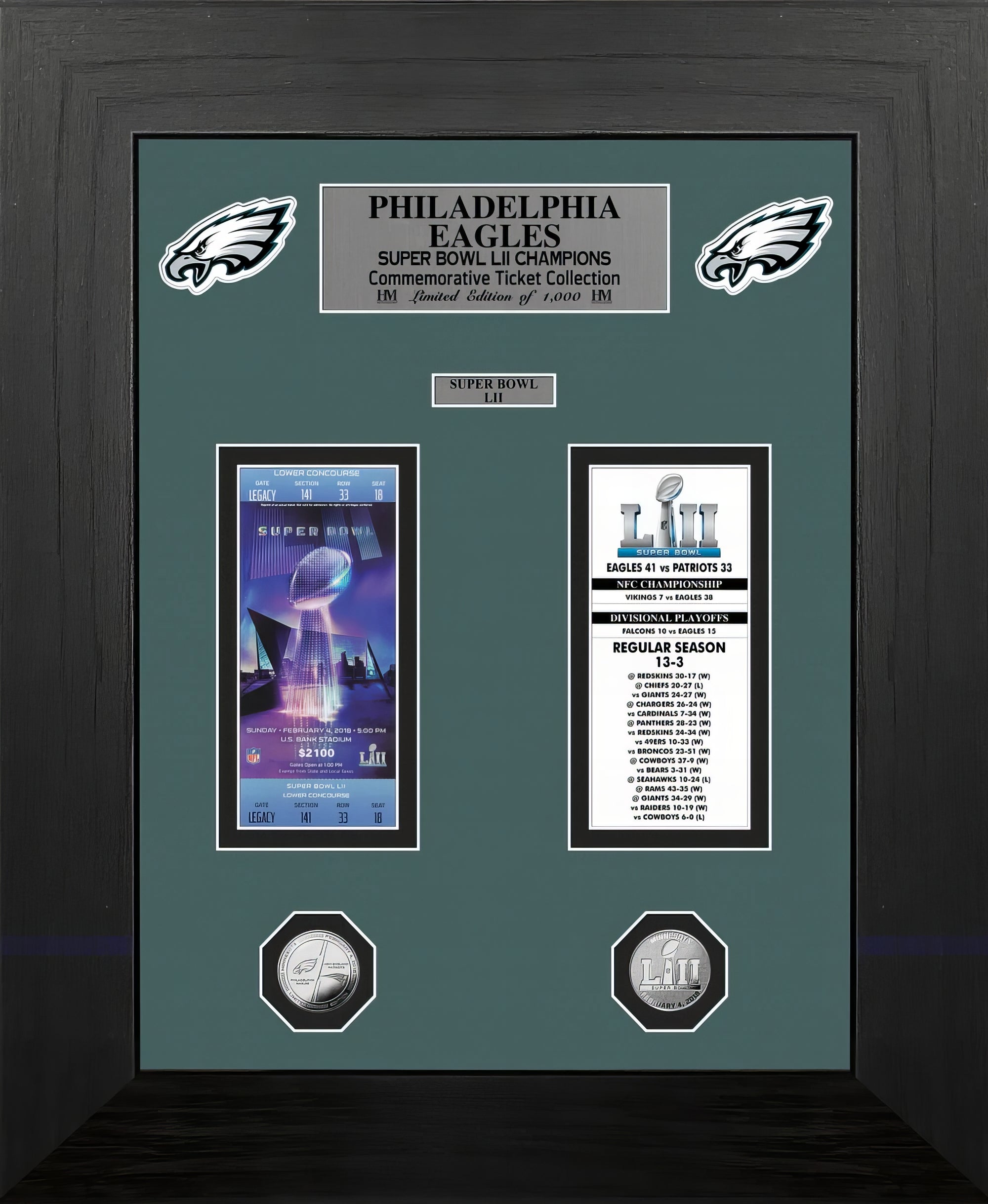 Cuadro Super Bowl Ticket Eagles Silver | NERIAS DEPORTES